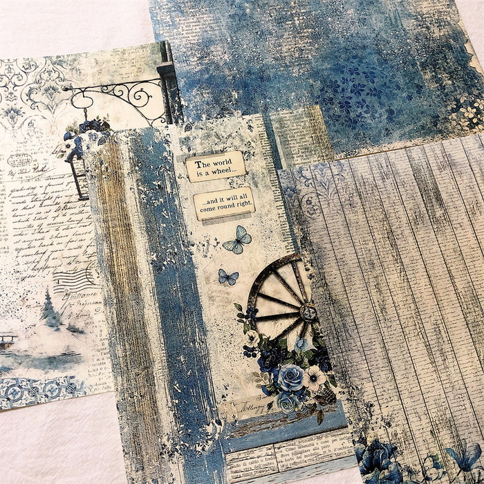 Vintage Light Blue Wood Grain Word Scrapbook Paper-Journal|Stamprints