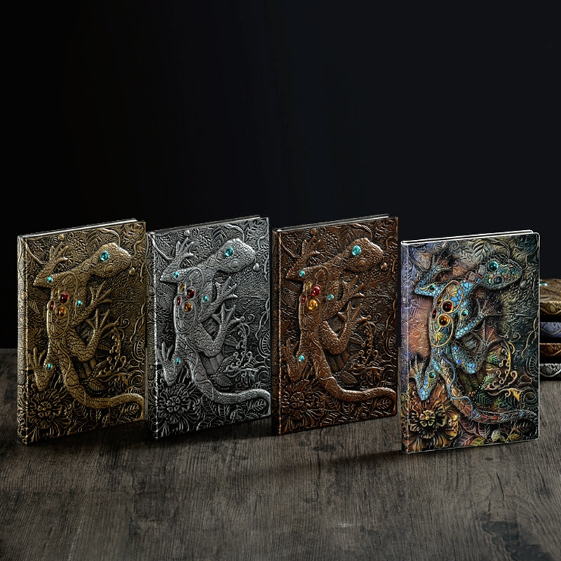 Lizard Textured Print Retro Hardcover Journal | Vintage Reptile Diary