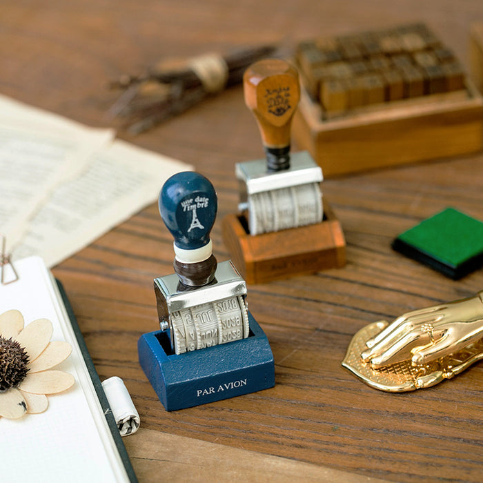 Vintage Zakka Wooden Roller Postmark Date Stamp-Roller Date Stamps ...